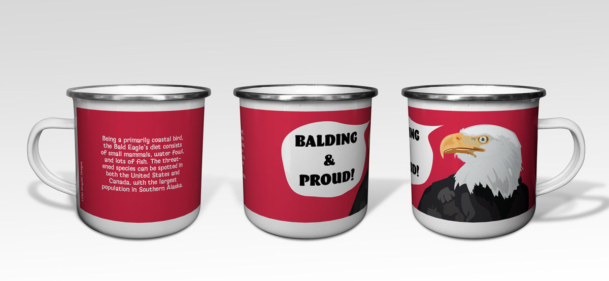 Balding & Proud Bald Eagle Camp Mug 10oz Silver Rim – Museum Nerd