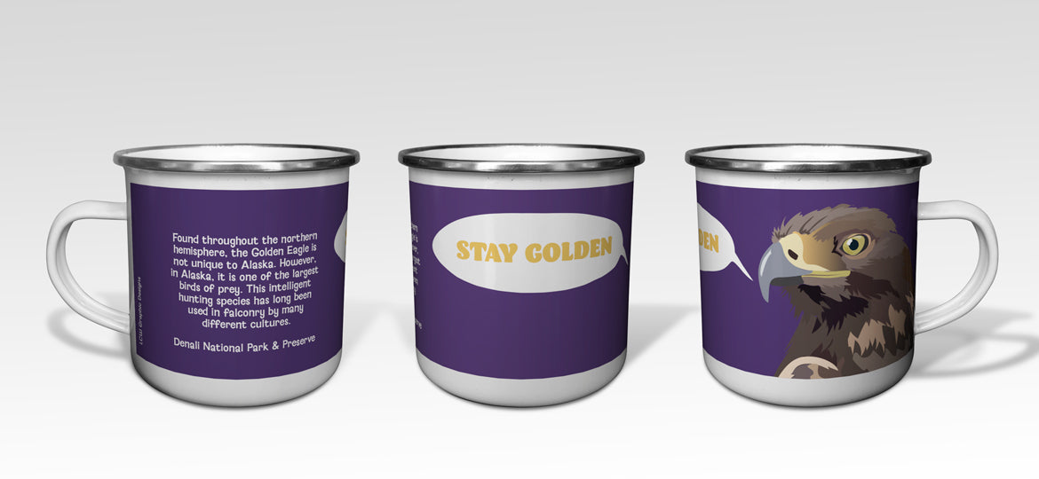 Stay Golden Golden Eagle Camp Mug 10oz Silver Rim – Museum Nerd