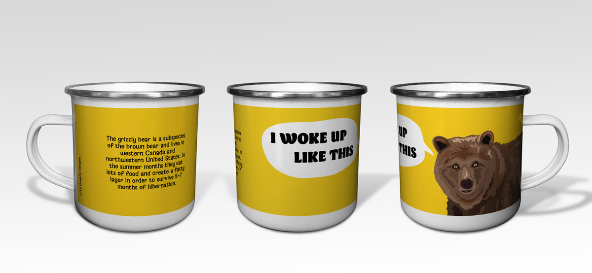 I Woke Up Like This Grizzly Bear Camp Mug 10oz Silver Rim – Museum Nerd